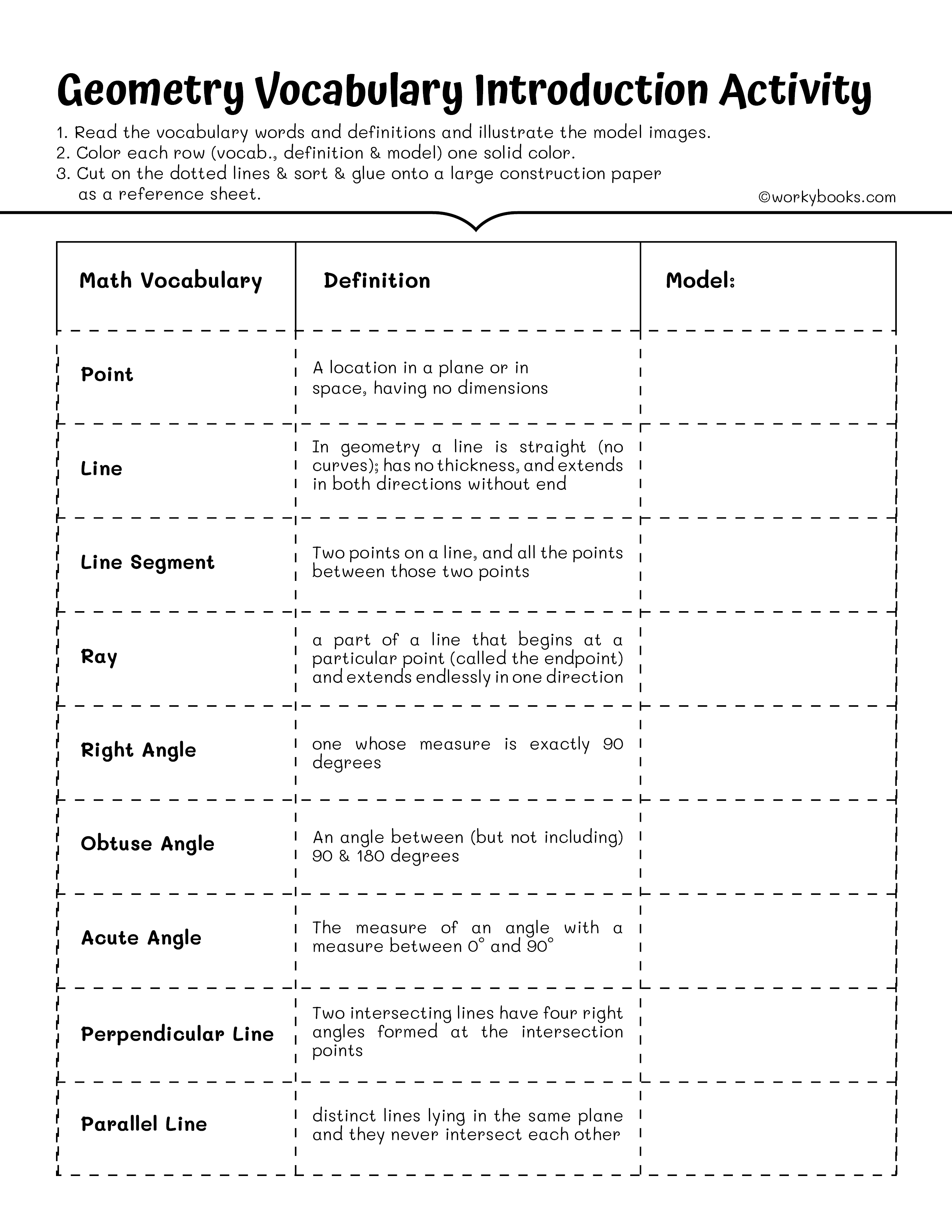 4th Grade Geometry Shapes and Definitions | Workybooks